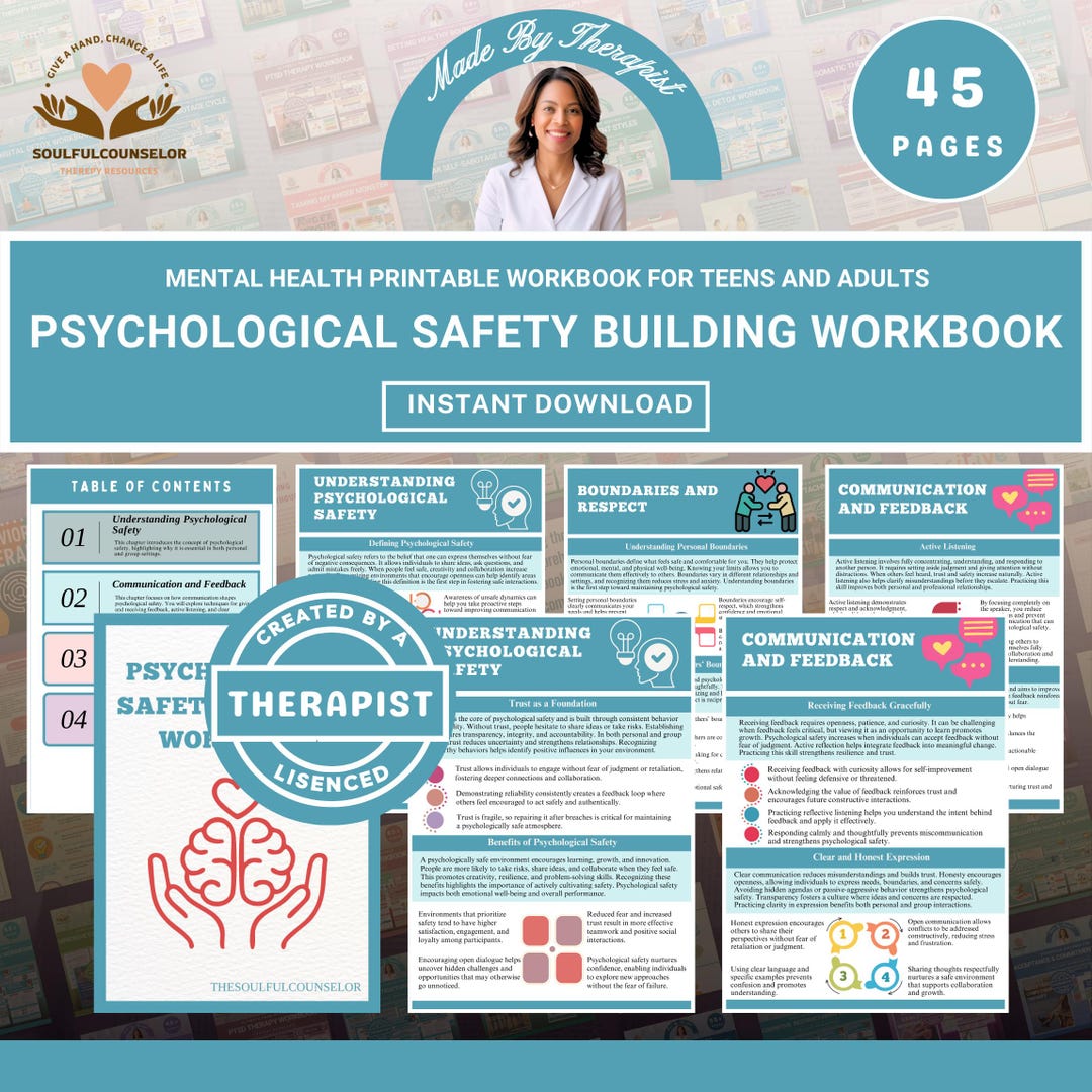 Psychological Safety Building Workbook: Coping Skills, Grounding ...