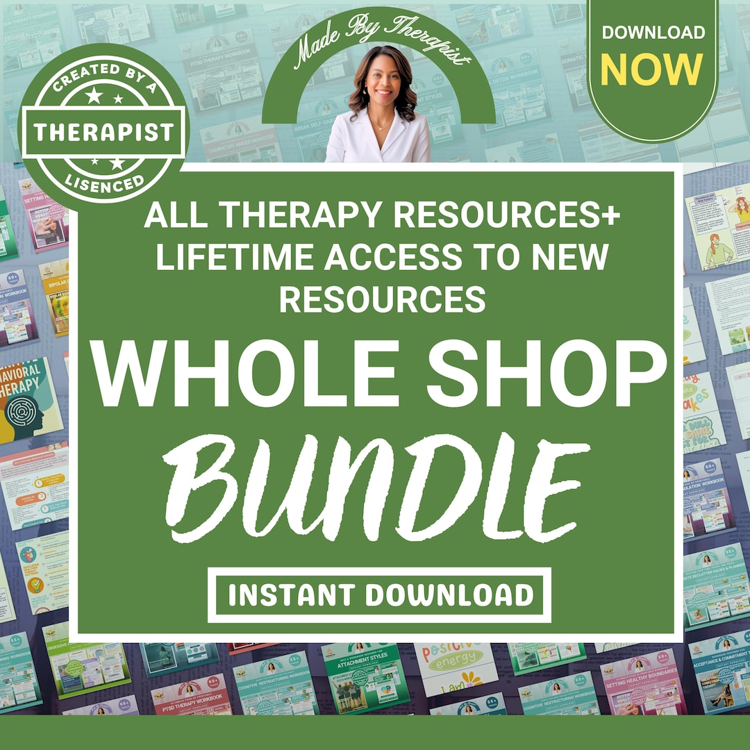 Whole Shop Therapy Bundle: Printable Therapy Workbooks, Worksheets ...