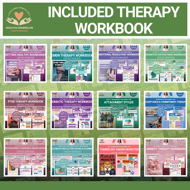 Whole Shop Therapy Bundle: Printable Therapy Workbooks, Worksheets ...