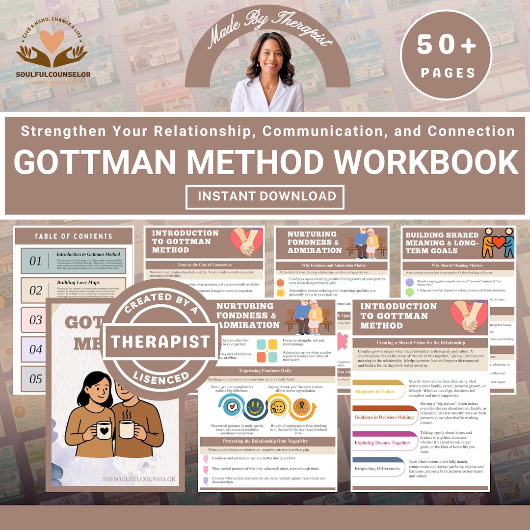 GOTTMAN Method Couples Therapy Workbook, Therapist-informed Guide to ...