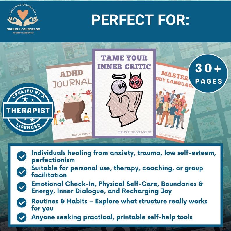 Therapy Resources Bundle – Mental Wellness Workbooks & Tools (PDF ...