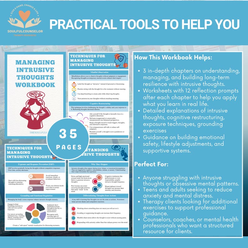 Intrusive Thoughts Workbook: Anxiety & Resilience Guide (printable PDF ...