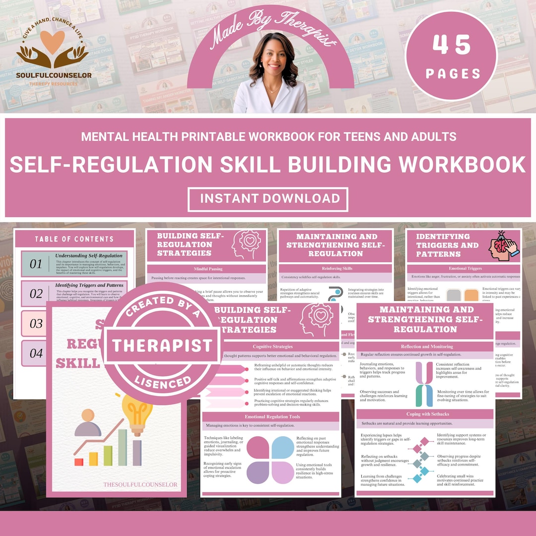 Self-regulation Skill Building Workbook | Teens & Adults | Reflective ...