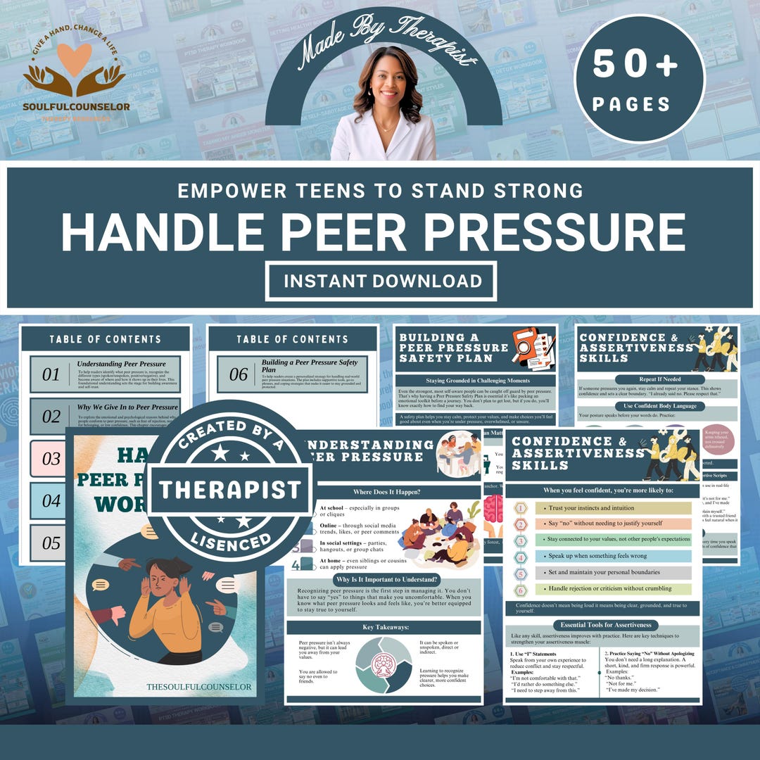 Handle Peer Pressure Workbook for Teens, Printable Social Skills Guide ...