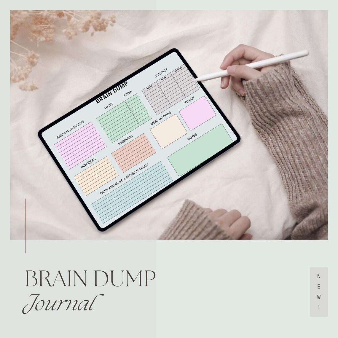 Brain Dump Journal, Printable Brain Dump Worksheet, Digital Download ...
