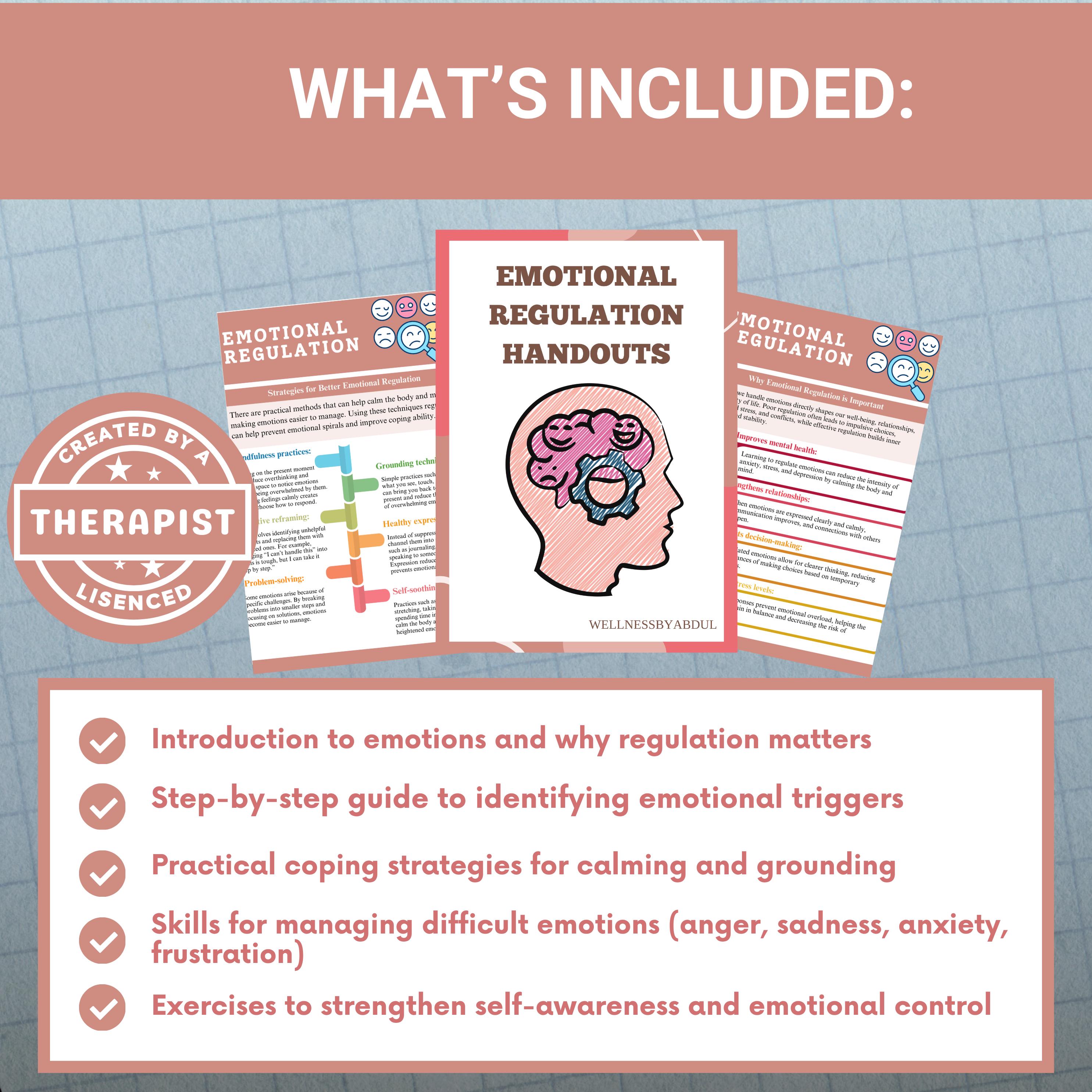 Emotional Regulation Handouts: Coping Skills, Anxiety Relief (digital ...