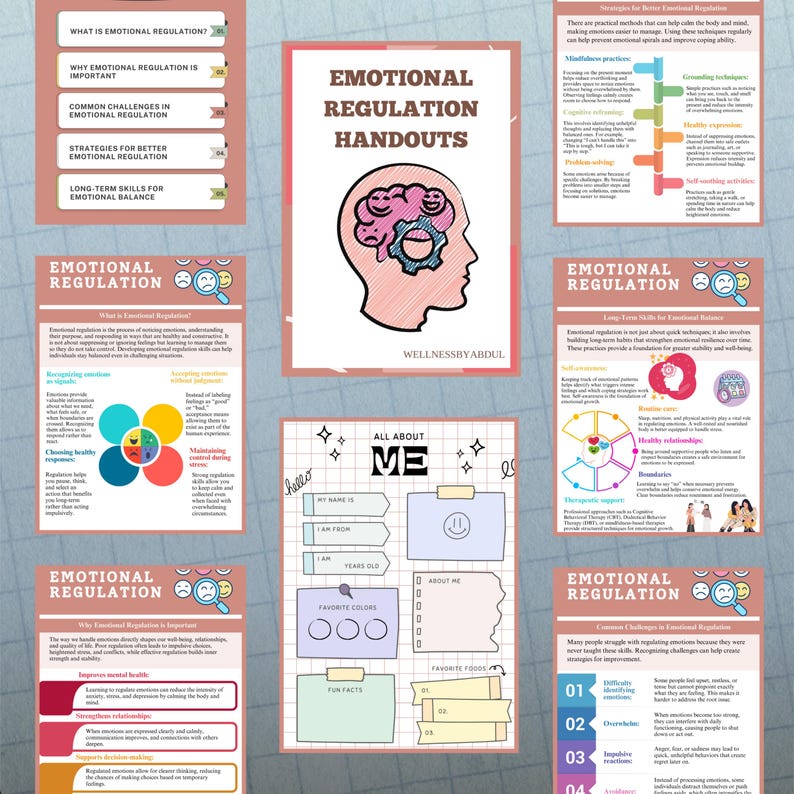 Emotional Regulation Handouts: Coping Skills, Anxiety Relief (digital ...