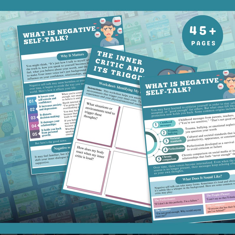 Negative Self-talk Workbook, Therapy Journal, Emotional Intelligence ...