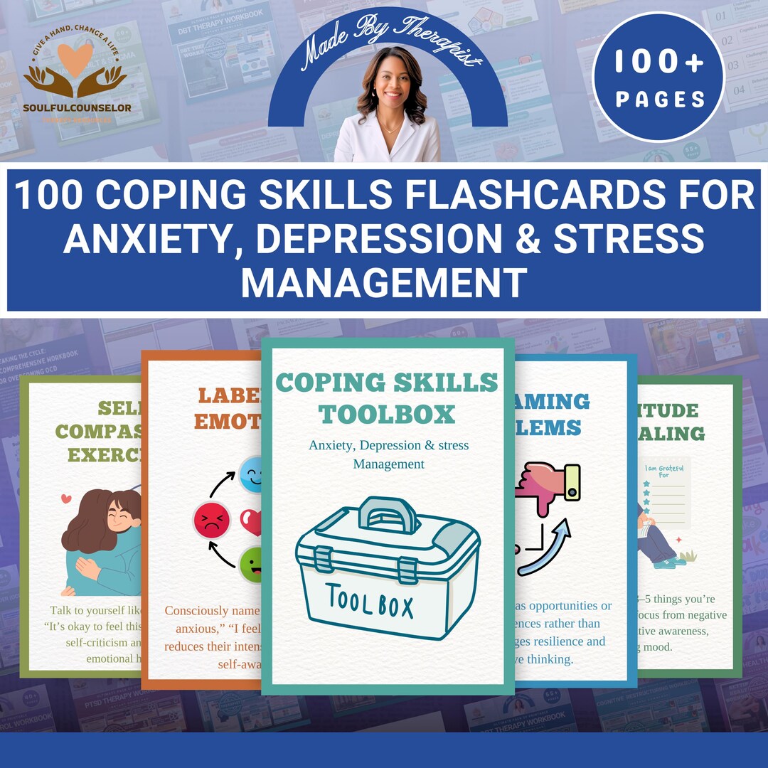 Coping Skills Flash Cards: Anxiety, Stress Relief (PDF Downloadable ...
