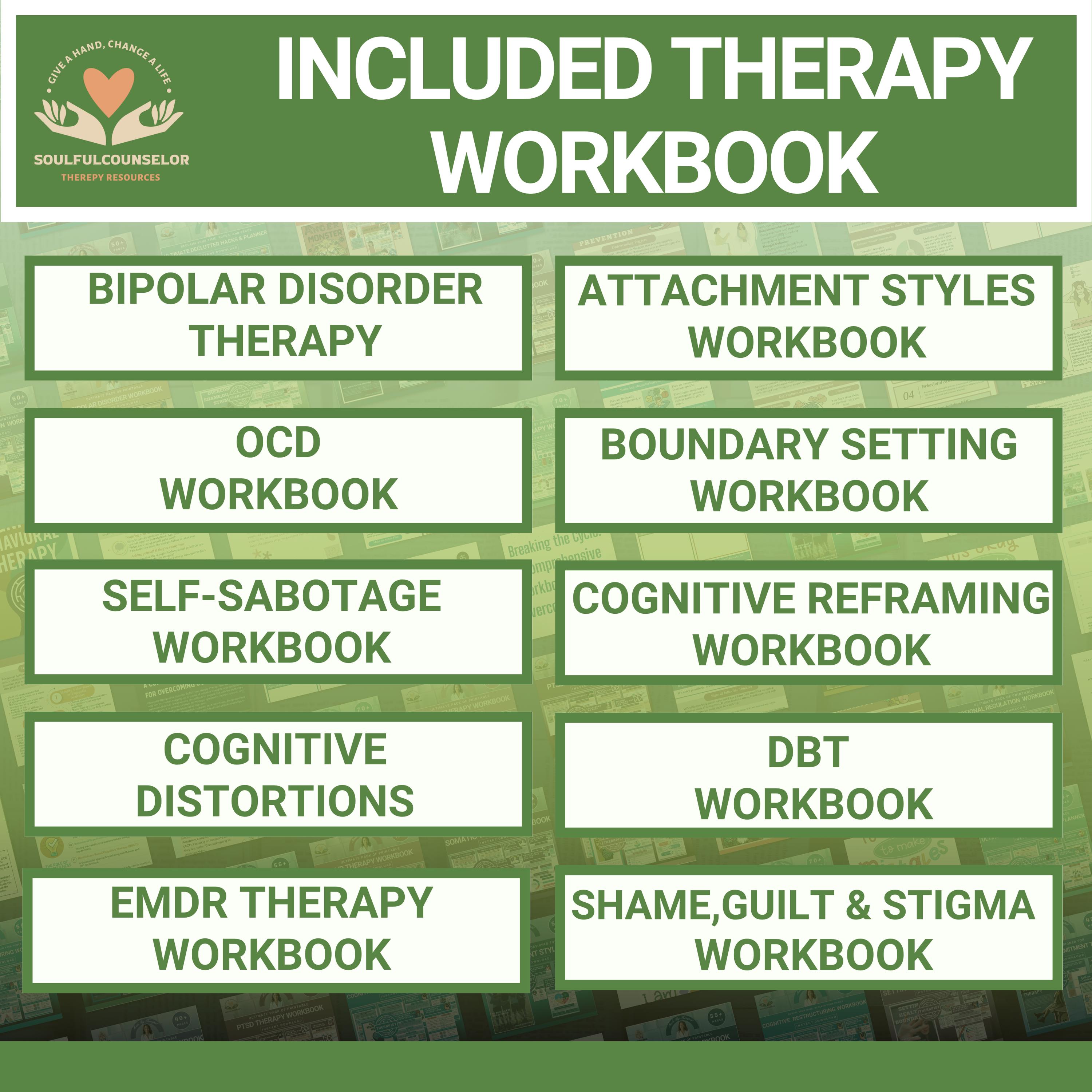 Whole Shop Therapy Bundle: Printable Therapy Workbooks, Worksheets ...