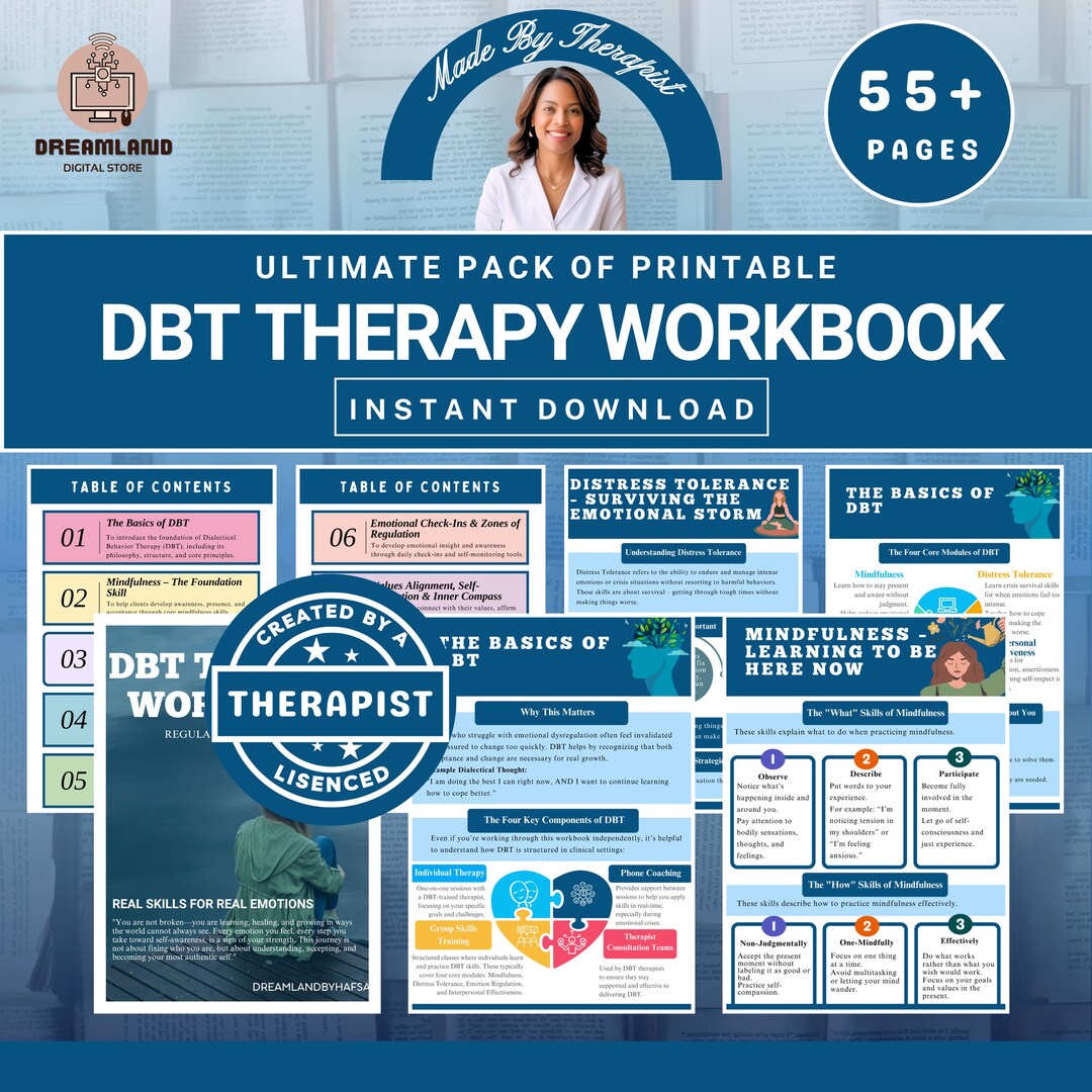 DBT Therapy Workbook, Emotional Regulation, Self-help (printable PDF ...