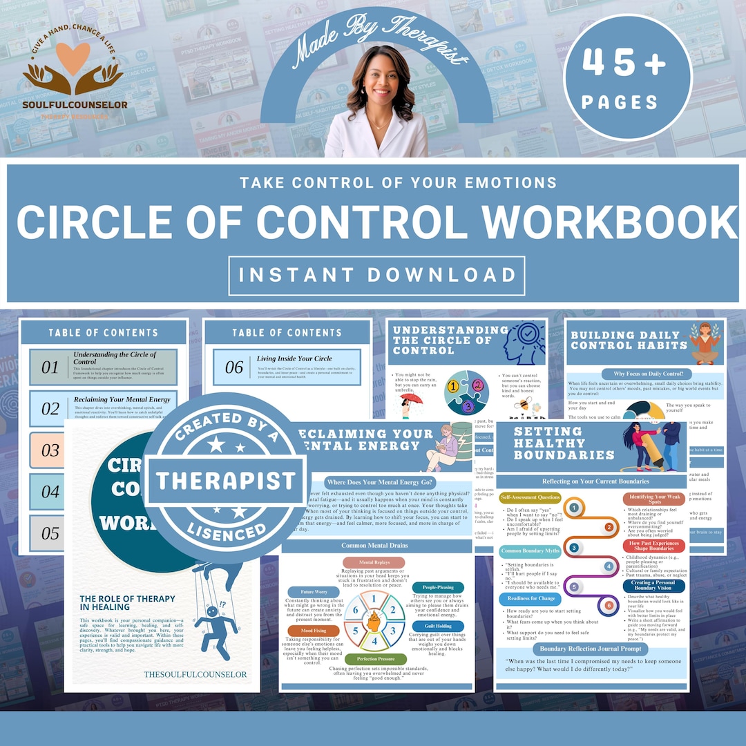 Circle of Control Workbook, Boundaries Journal, Mental Health (PDF) - Etsy