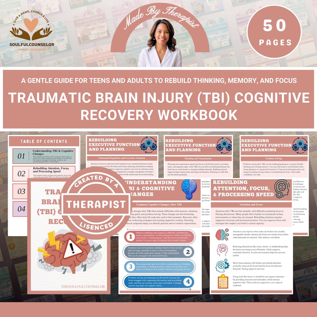 TBI Cognitive Recovery Workbook | Brain Injury Support for Teens ...