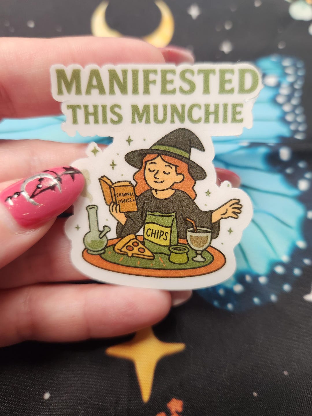 Manifested This Munchie Funny Stoner Witch Sticker - Etsy