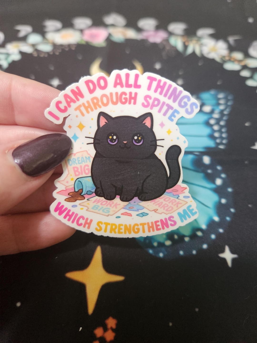 Spite Cat Vinyl Sticker: Kawaii Black Cat, Funny Laptop Decal - Etsy