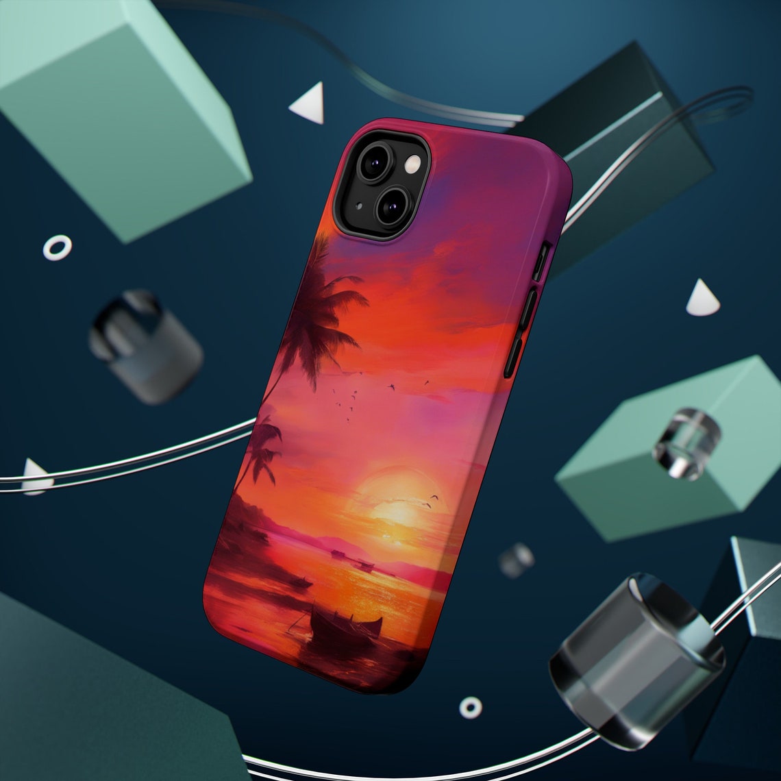 Rustic Boat in Tropical Sunset Phone Case, Magsafe Phone Case, Phone ...