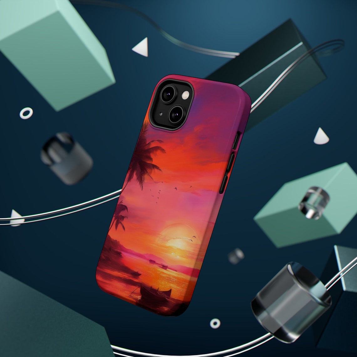 Rustic Boat in Tropical Sunset Phone Case, Magsafe Phone Case, Phone ...