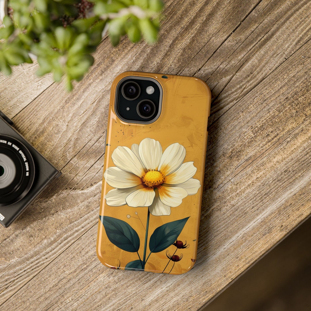 Single Daisy With Yellow Backdrop Phone Case, Gift for Her, Mothers Day ...