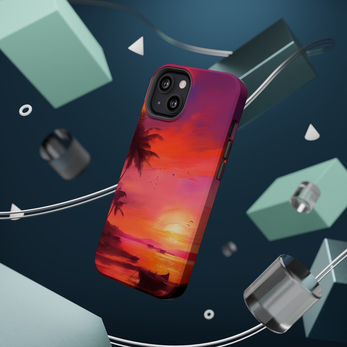 Rustic Boat in Tropical Sunset Phone Case, Magsafe Phone Case, Phone ...