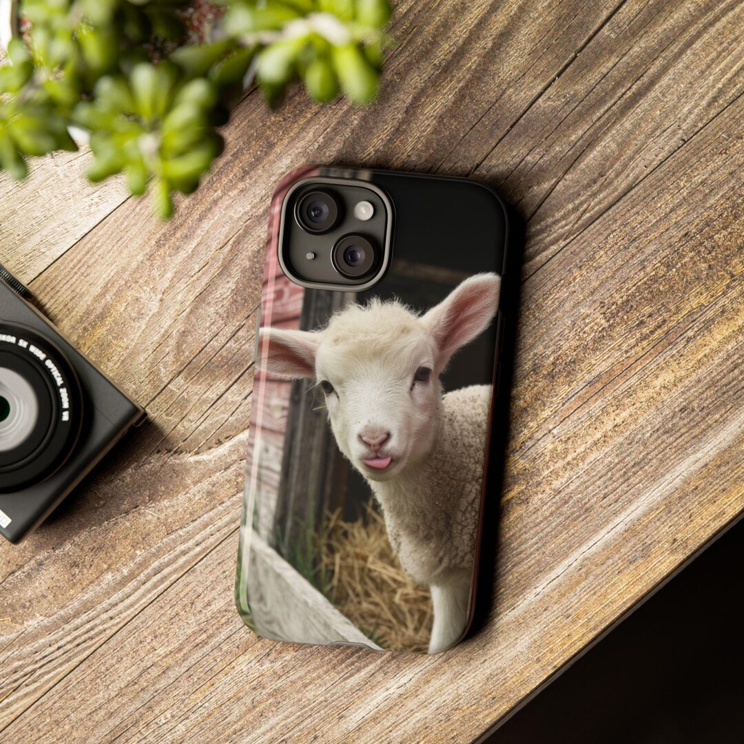 Cute Playful Lamb in the Barn, Sheep Design for iPhone 11-15, Pixel ...