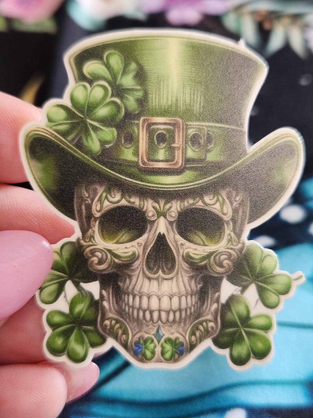 St. Patrick’s Day Skull Sticker – Shamrock Leprechaun Hat Vinyl Decal ...