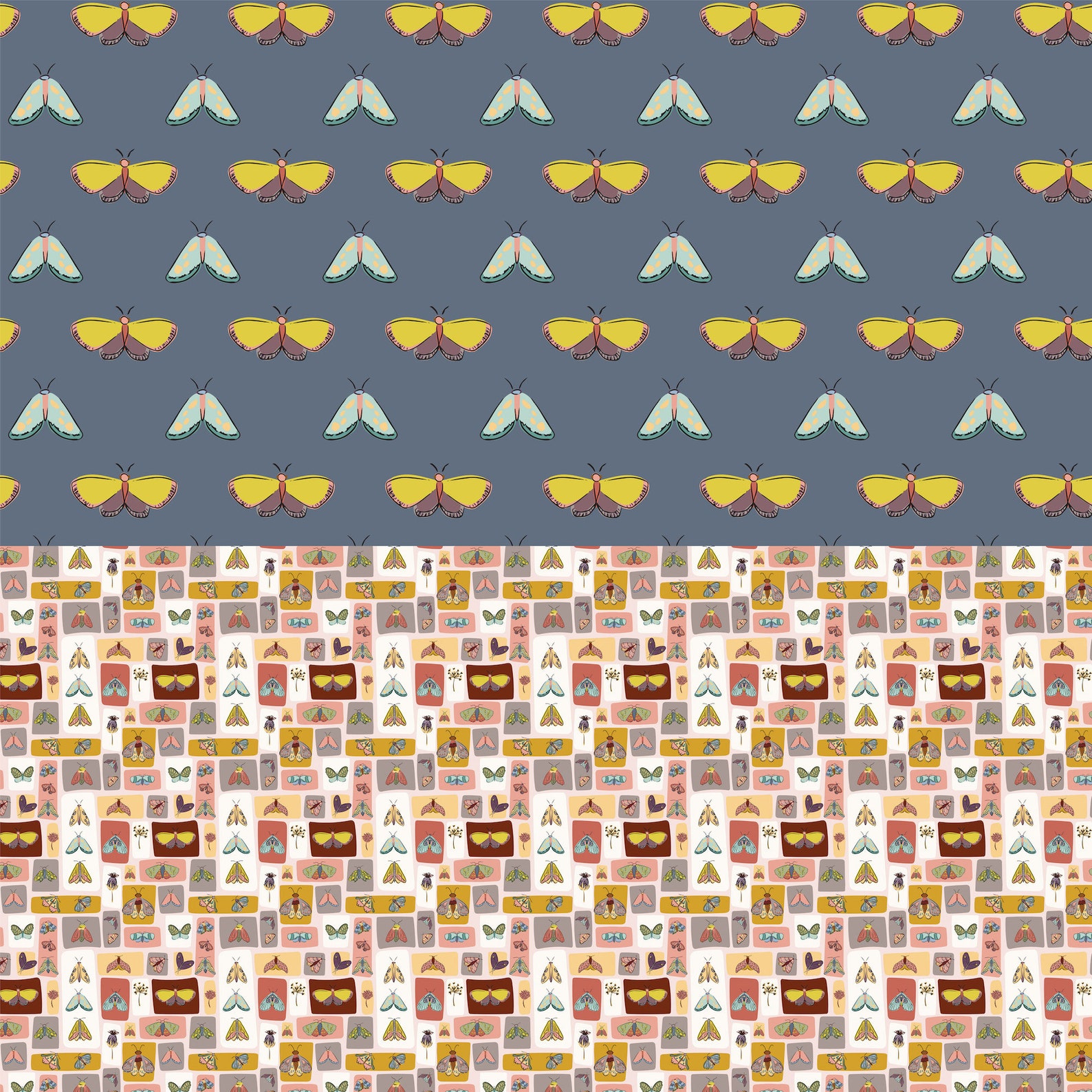 Moth Magic Printable Digital Paper Set, Seamless Repeat Pattern Set - Etsy