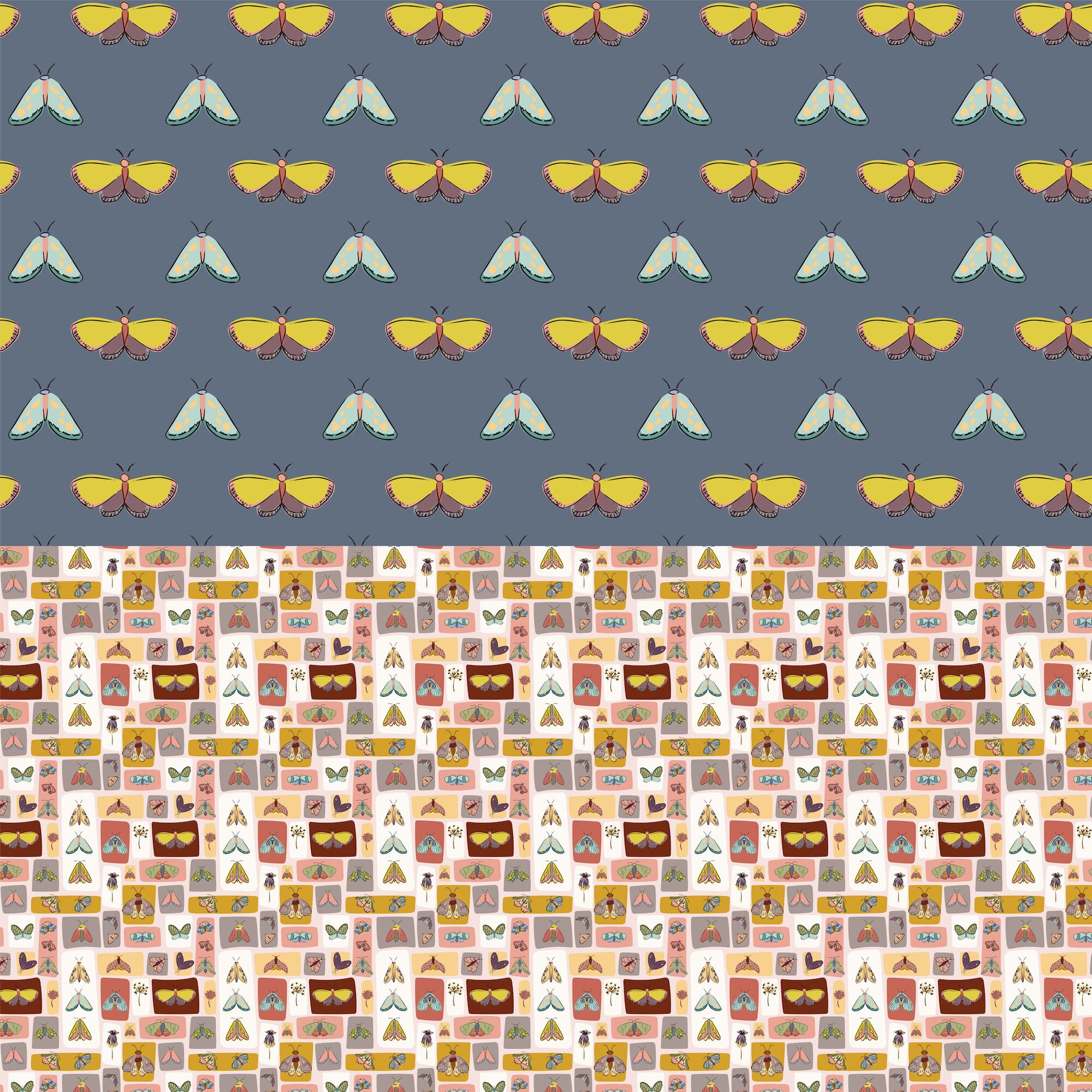 Moth Magic Printable Digital Paper Set, Seamless Repeat Pattern Set - Etsy