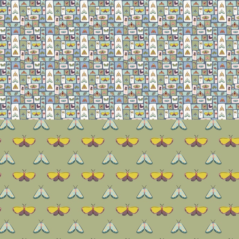 Moth Magic Printable Digital Paper Set, Seamless Repeat Pattern Set - Etsy