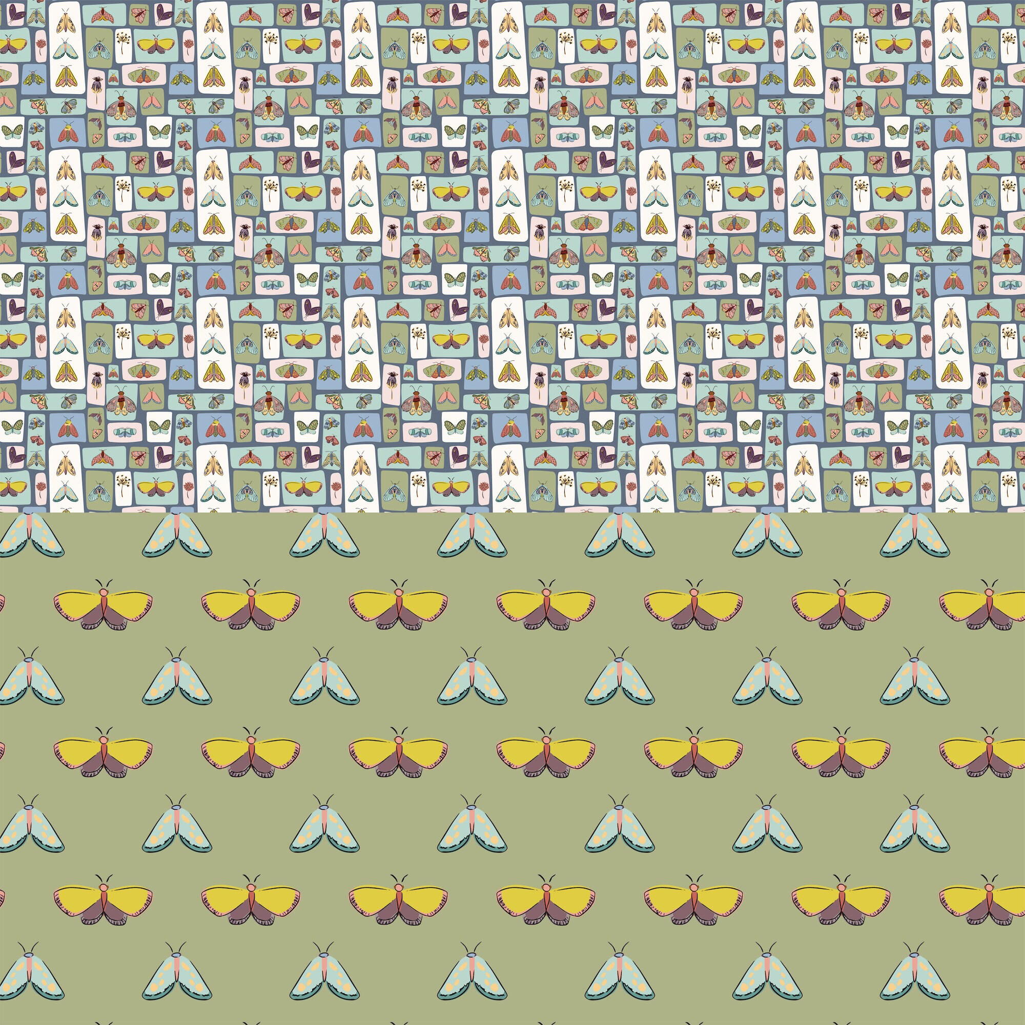 Moth Magic Printable Digital Paper Set, Seamless Repeat Pattern Set - Etsy