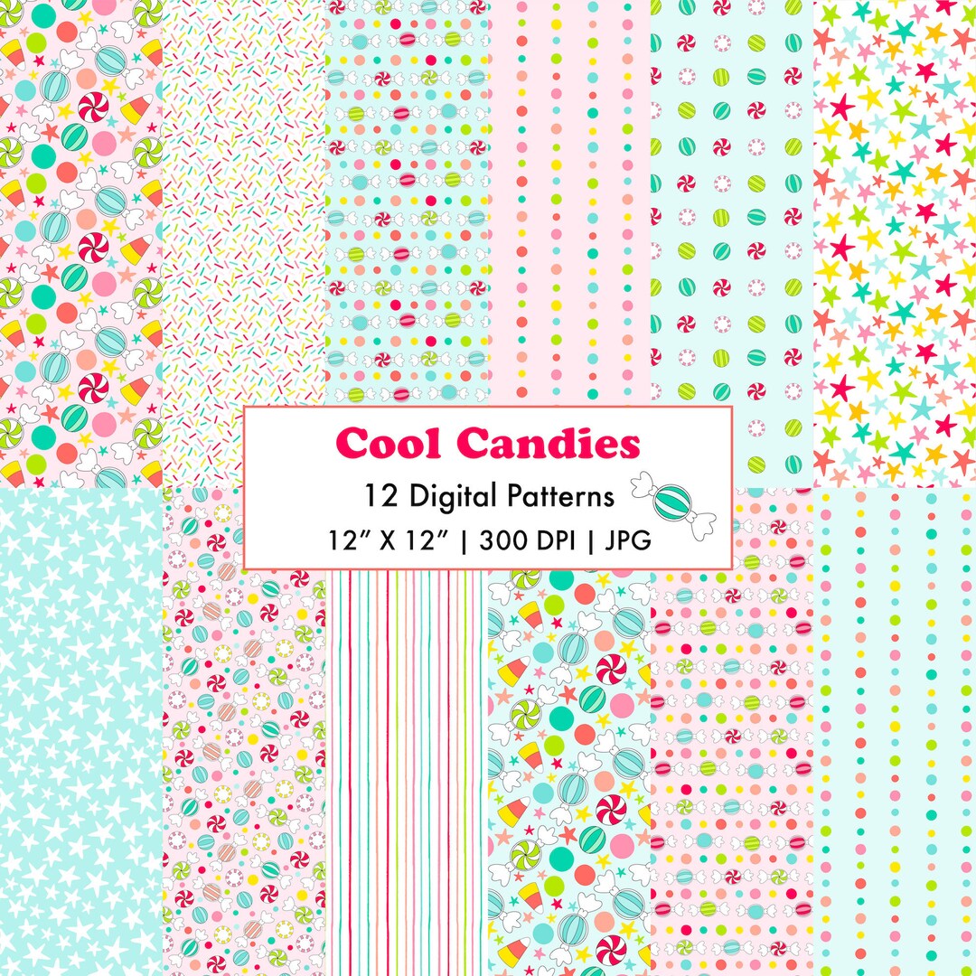 Cool Candies Printable Digital Paper Set - Etsy