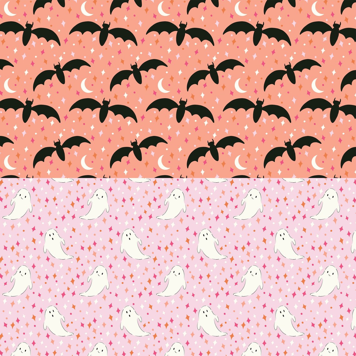 Halloween Magic Printable Digital Paper Set With Ghosts, Witch Hats ...