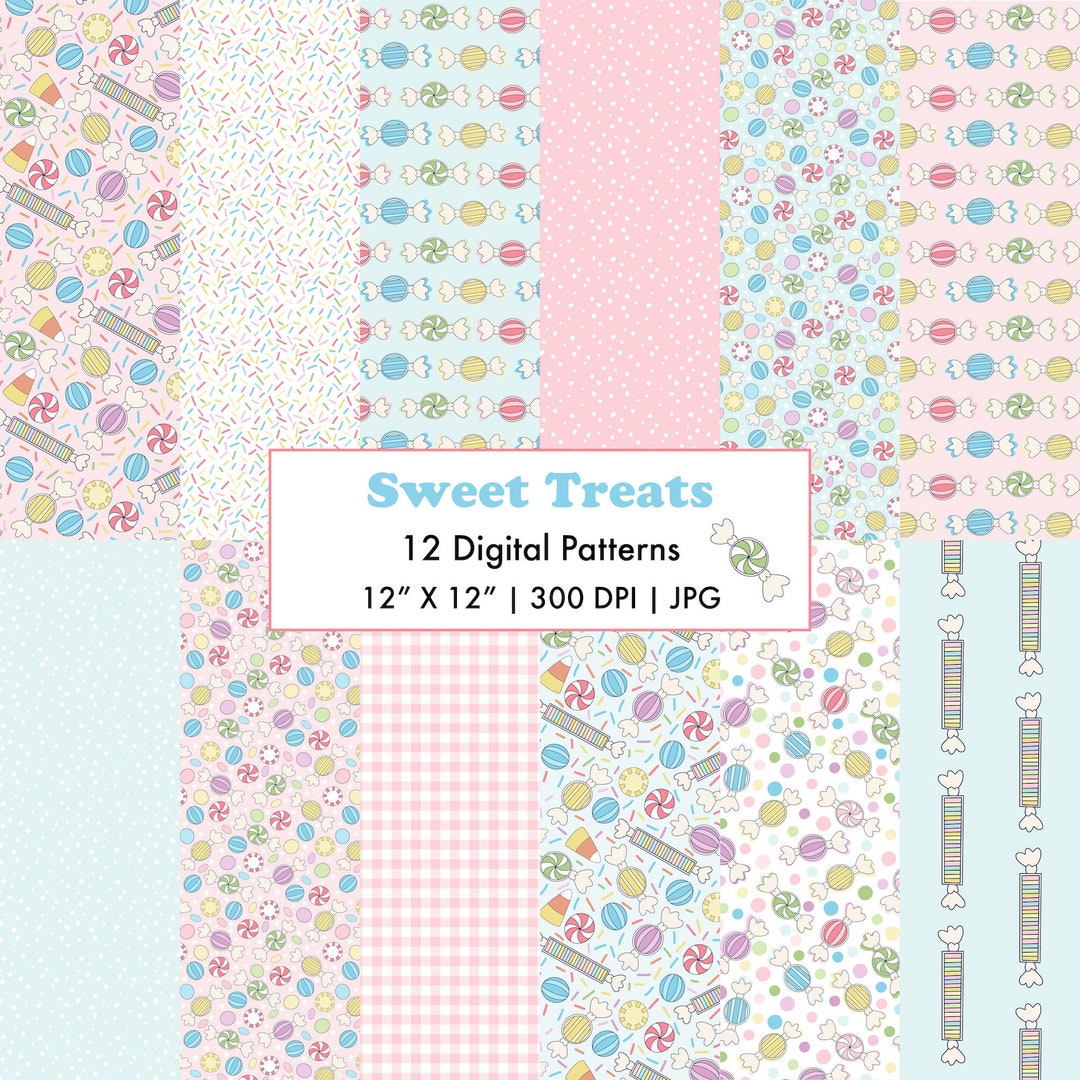 Sweet Treats Pastel Candy Printable Digital Paper Set - Etsy
