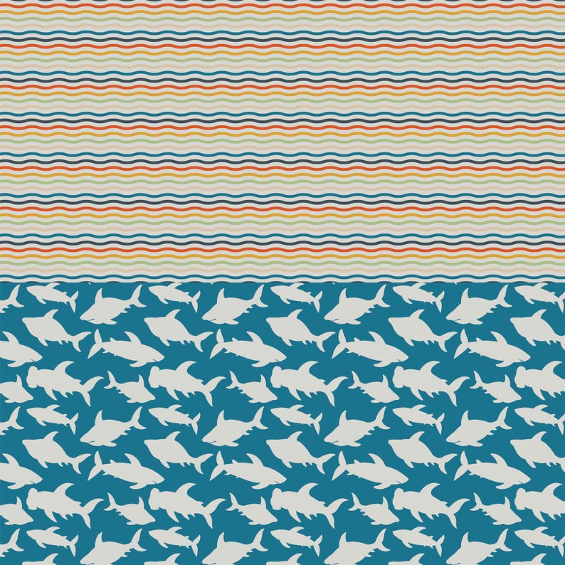 Silly Shark Printable Digital Paper Set, Nautical Patterns - Etsy