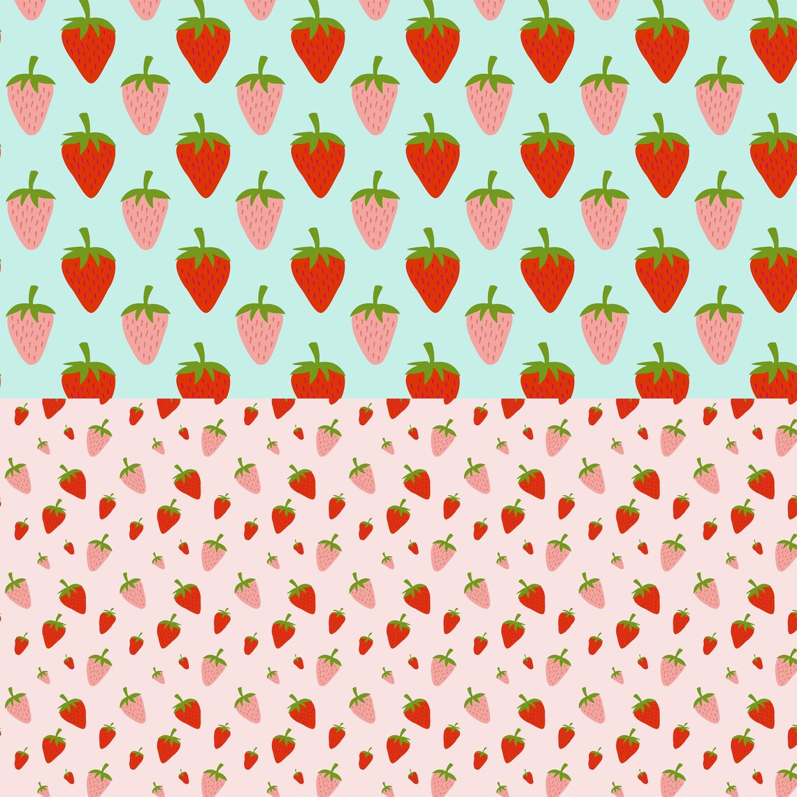 Sweet Strawberry Printable Digital Paper Set - Etsy