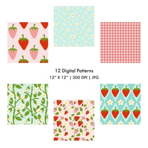 Sweet Strawberry Printable Digital Paper Set - Etsy