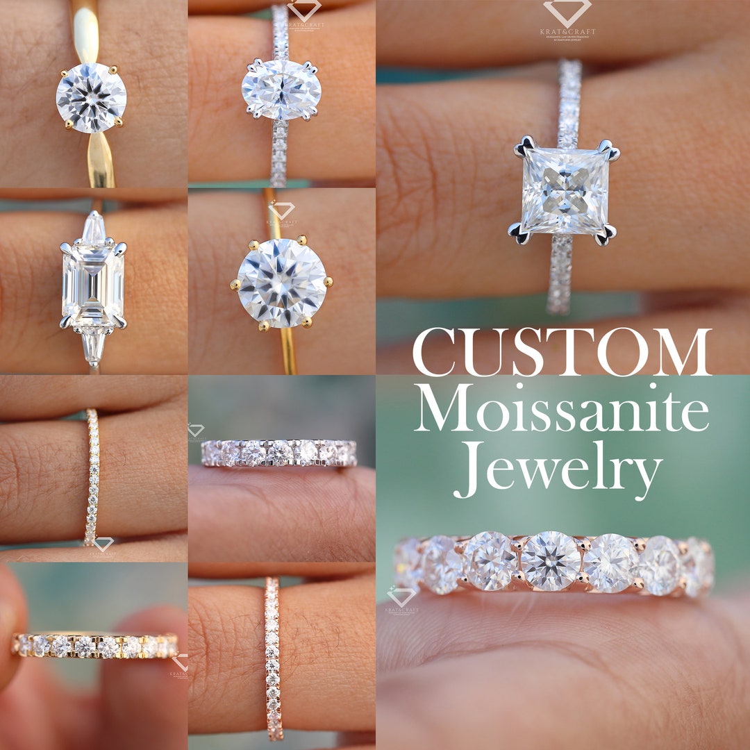 Custom Engagement Ring, Moissanite Custom Ring, Customize Matching ...