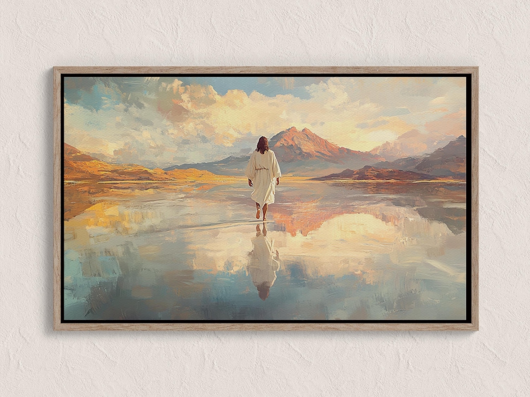 Saviour's Reflection | Framed Oil Paint Print Canvas | Religious Decor ...