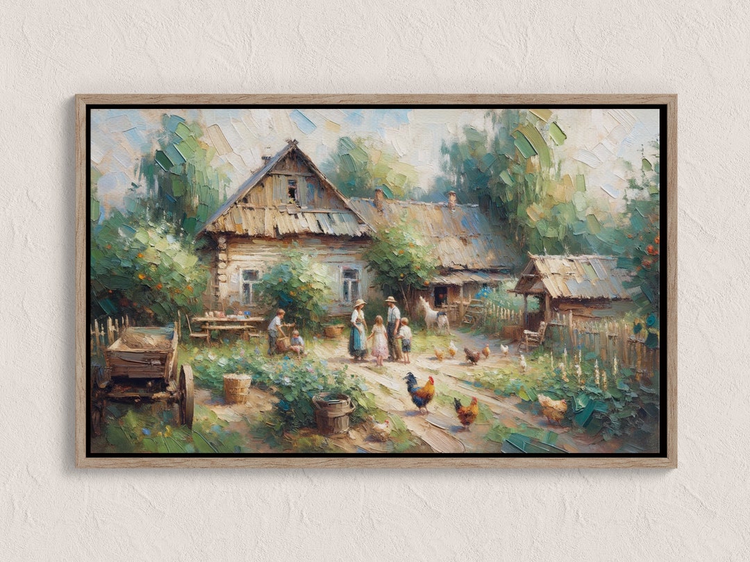 Homestead Farmland | Oil Paint Print Canvas | Living Room Wall Art ...