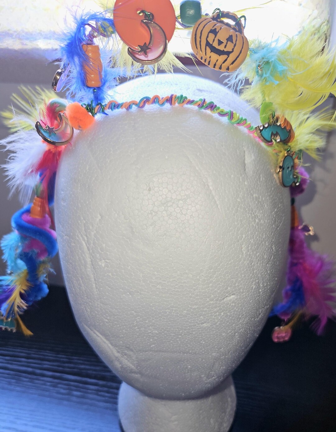 Cute and Spooky Halloween Themed Feather Beaded Crown/costume Head ...