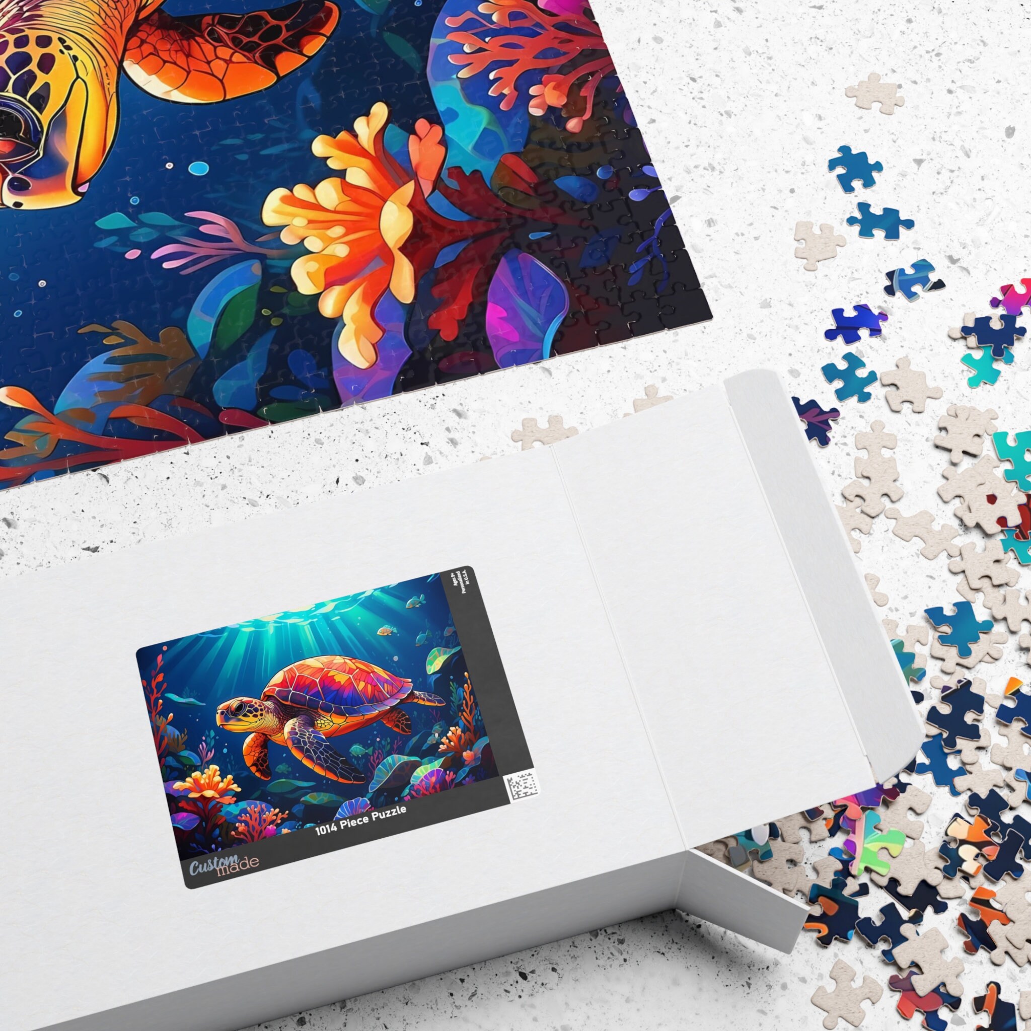 Vibrant Sea Turtle Jigsaw Puzzle, Colorful Ocean Life, Unique Animal ...