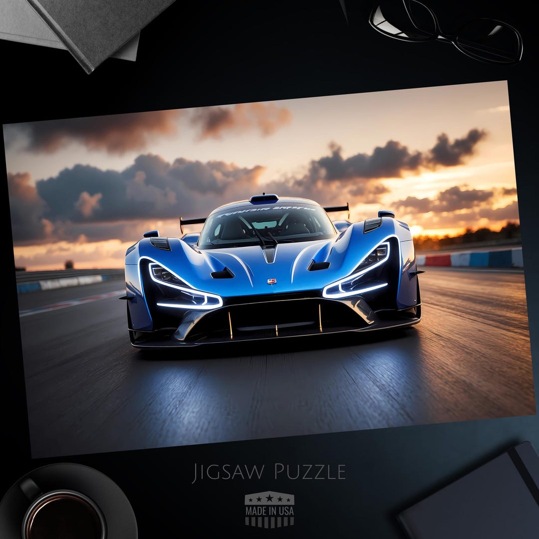 Blue Supercar Jigsaw Puzzle, Race Car, Exotic Car, Automotive Art ...
