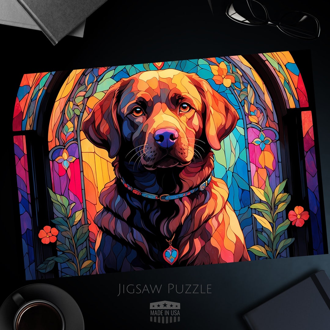 Stained Glass Labrador Retriever Jigsaw Puzzle: Colorful Dog Art - Etsy