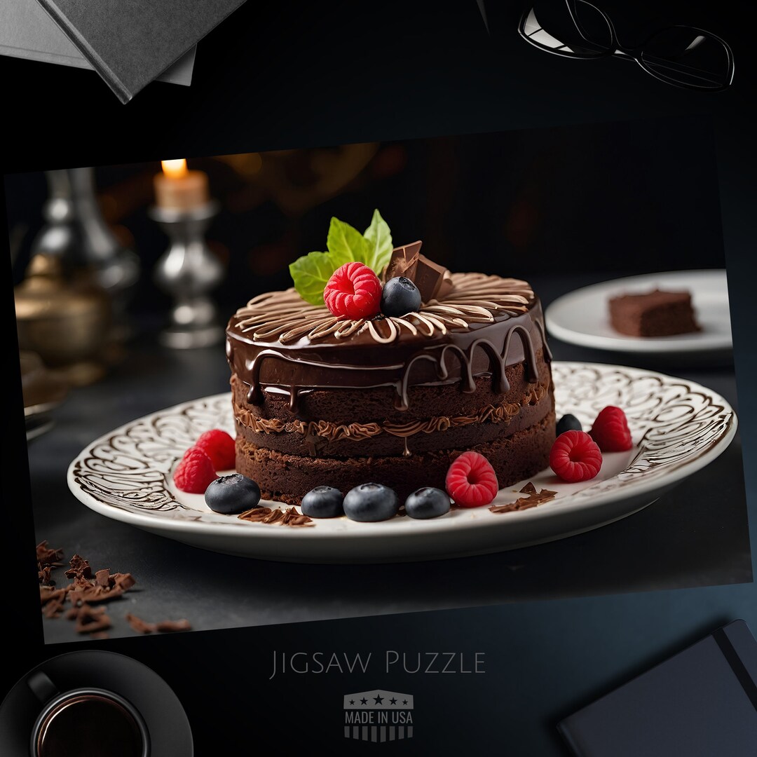 Gourmet Chocolate Cake Jigsaw Puzzle: Foodie Gift - Etsy
