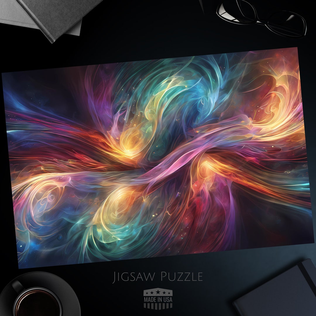 Abstract Art Jigsaw Puzzle: Colorful Swirling Design, Gift for Adults ...