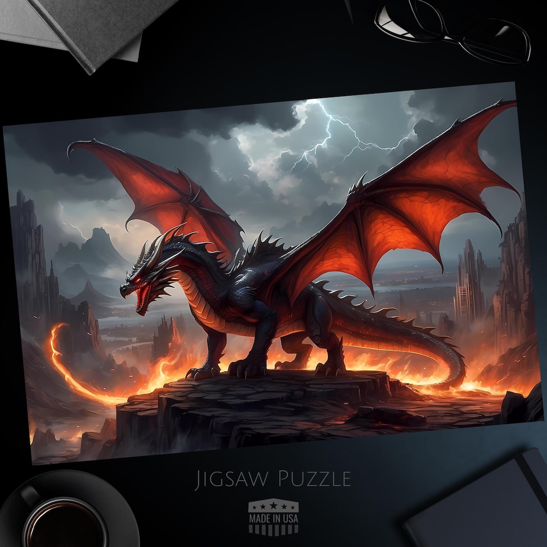 Epic Dragon Jigsaw Puzzle: Fantasy Mythical Creature - Etsy