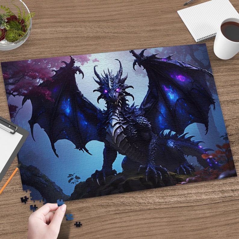 Fantasy Dragon Jigsaw Puzzle, Majestic Dragon, Dark Fantasy Mythical ...