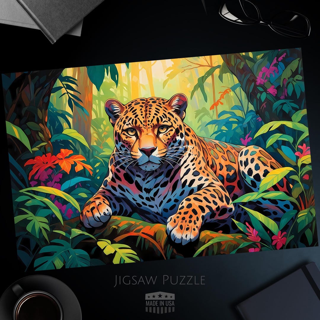 Jungle Jaguar Jigsaw Puzzle: Rainforest Cat, Challenging Puzzle - Etsy