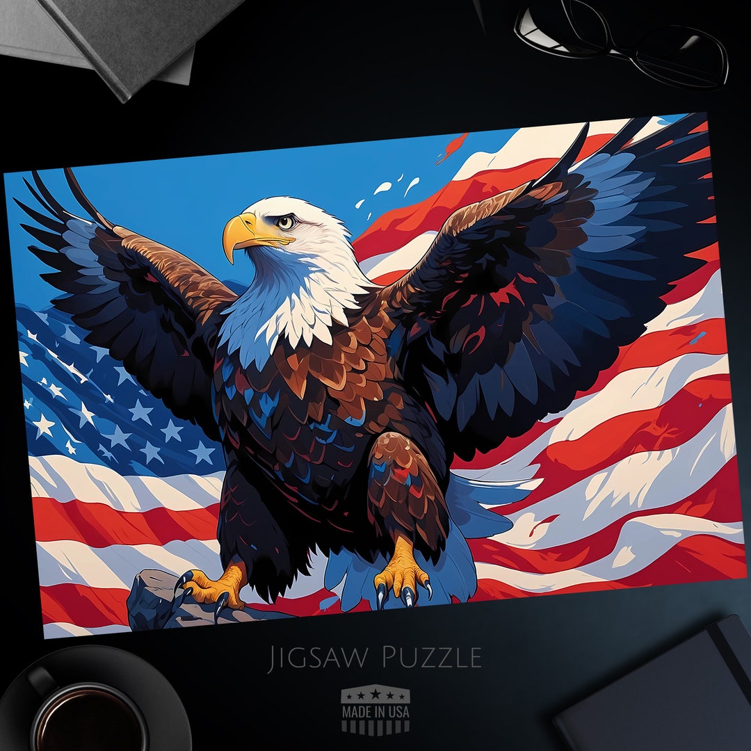 Patriotic Eagle Jigsaw Puzzle: American Flag Acrylic Art - Etsy