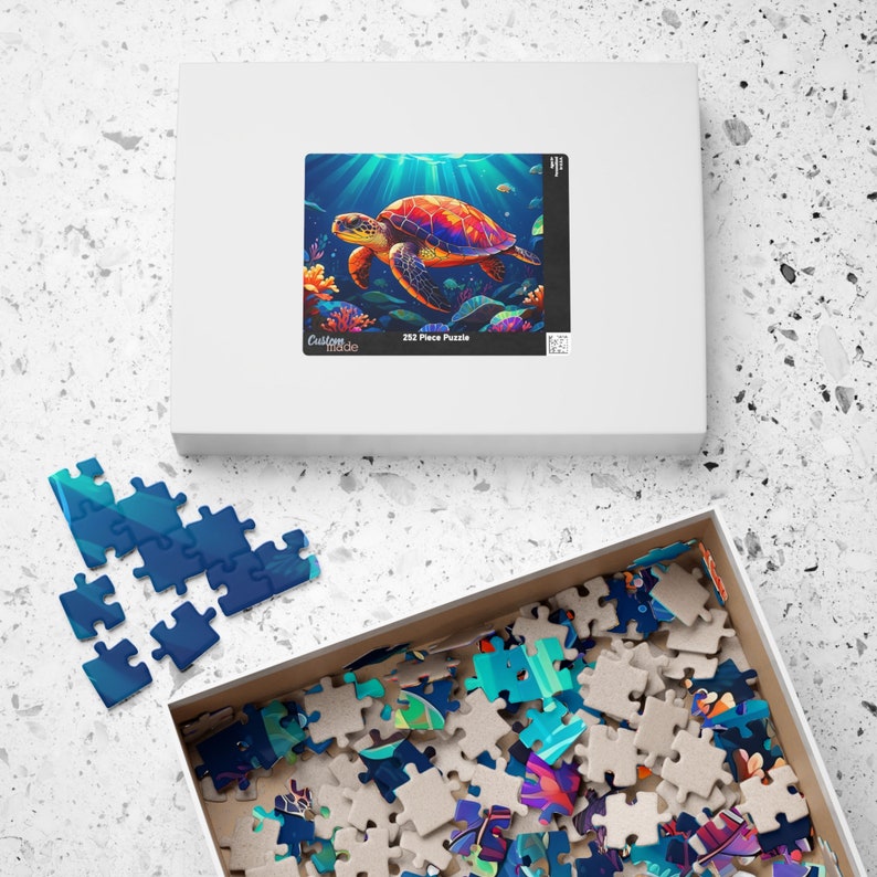 Vibrant Sea Turtle Jigsaw Puzzle, Colorful Ocean Life, Unique Animal ...