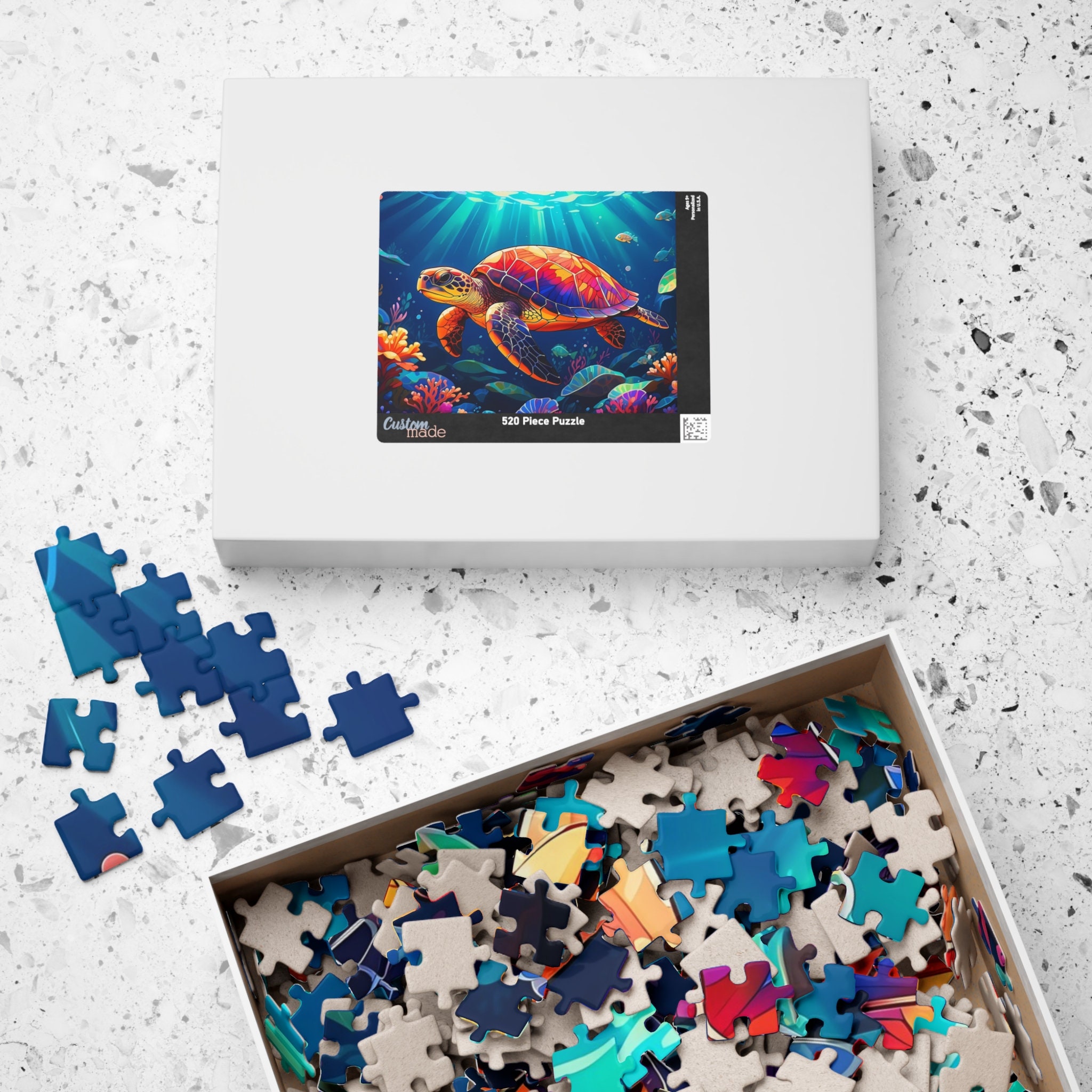 Vibrant Sea Turtle Jigsaw Puzzle, Colorful Ocean Life, Unique Animal ...